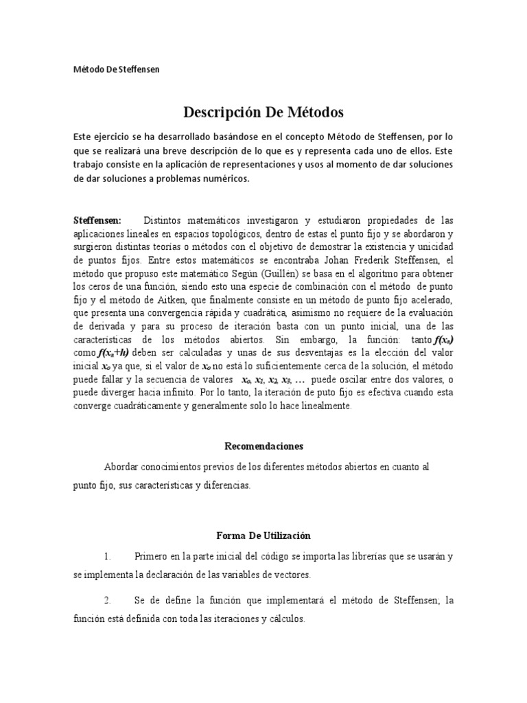 Método de Steffensen en Python | PDF | Lógica matemática | Matemáticas
