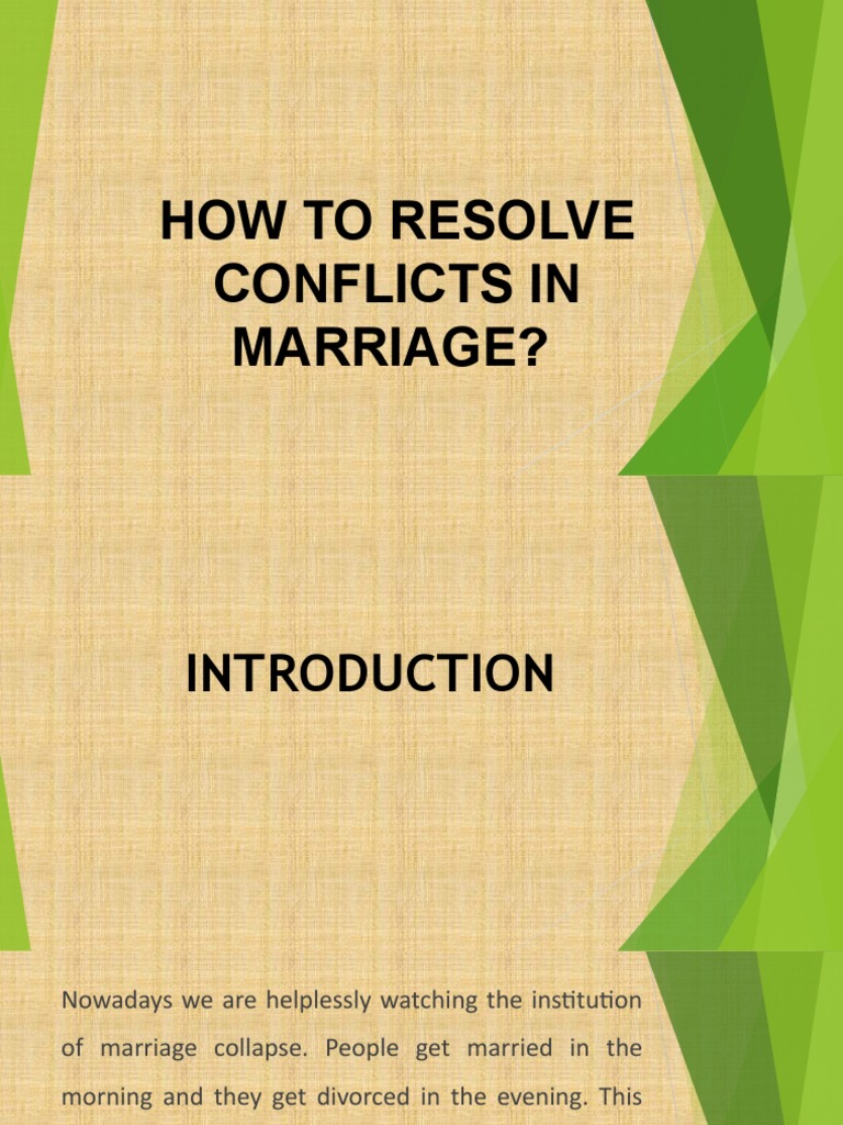 Resolving Conflicts in Marriage Guide | PDF | Marriage | Wife