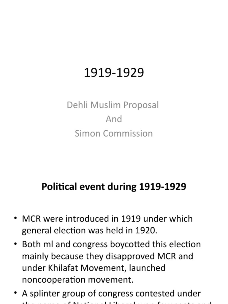 dehli muslim proposal and simon commission.pptx | PDF