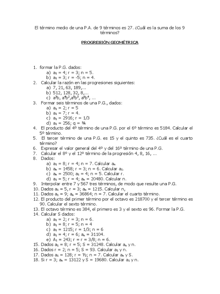 Progresiones Geometricas | PDF