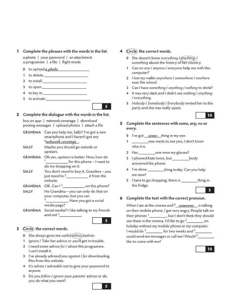 Vocabulary and Grammar Test | PDF
