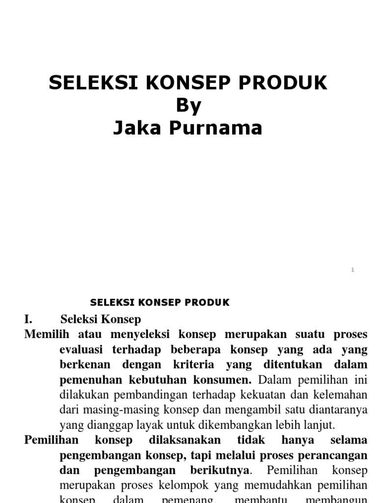 Seleksi Konsep Produk | PDF
