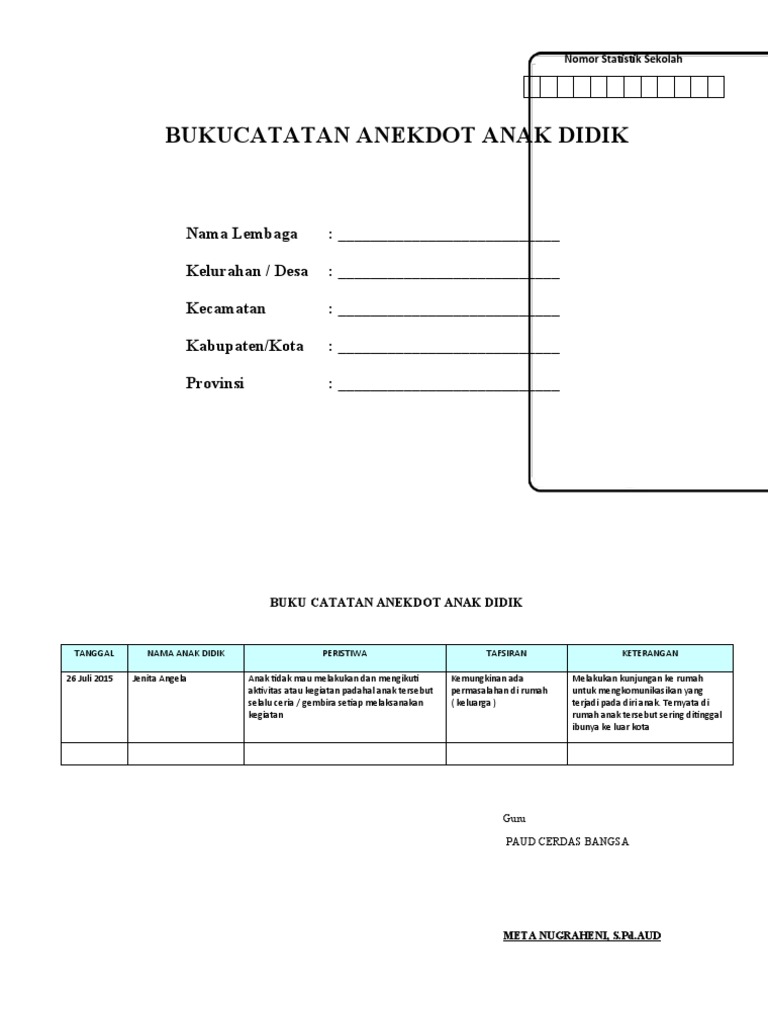 C.5 Buku Catatan Anekdot Paud Anecdotal Record | PDF C.5 Buku Catatan Anekdot Paud Anecdotal Record | PDF