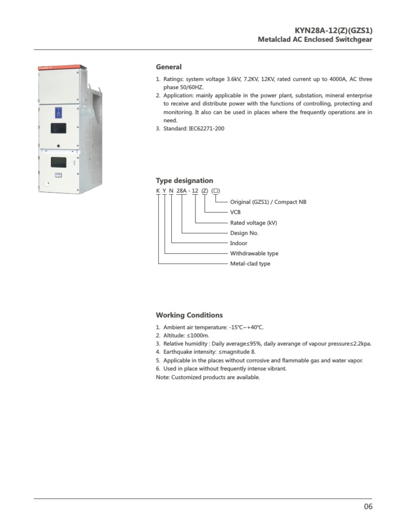 MV SWGR Kyn28a | Download Free PDF | Transformer | Alternating Current