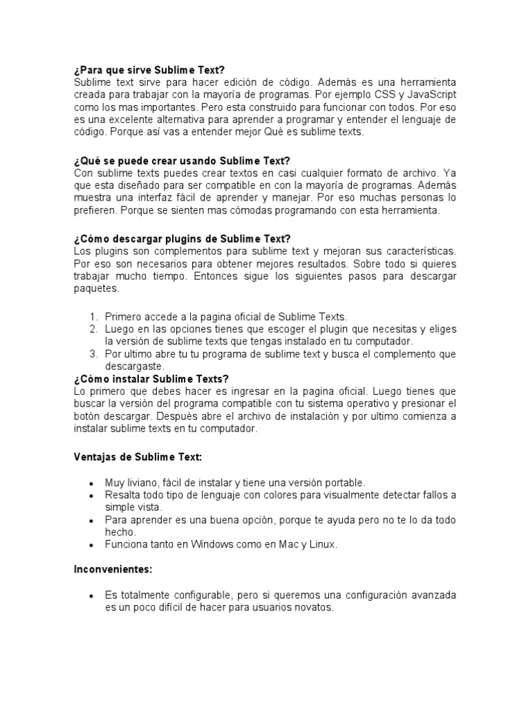 Para que sirve Sublime Text | PDF | Enchufe (informática) | Lenguaje de ...