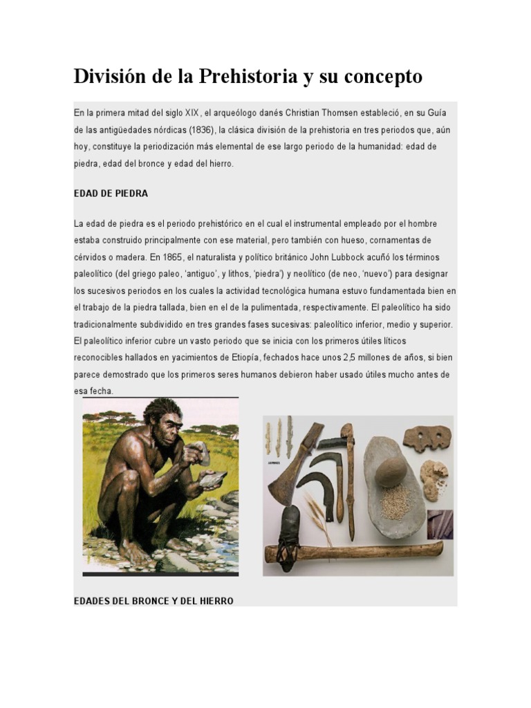 División de La Prehistoria y Su Concepto | PDF | Paleolítico | Arqueología