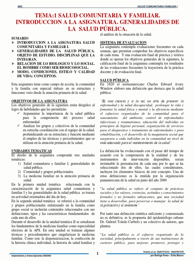 Salud Comunitaria Familiar I - Todas Las Actividad Orientadora 01-06 Completo - Medicina ...