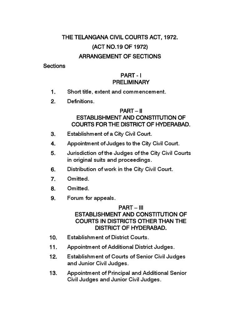 Telangana Civil Courts Act Overview | PDF | Judge | United States ...