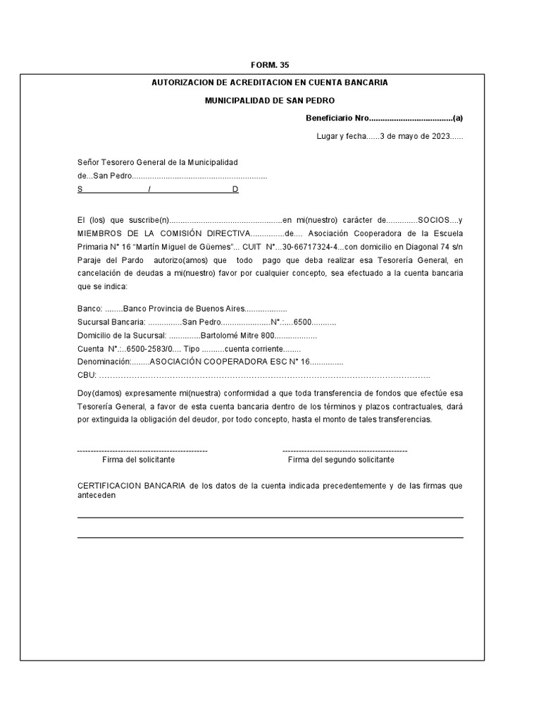 Formulario 35 | PDF