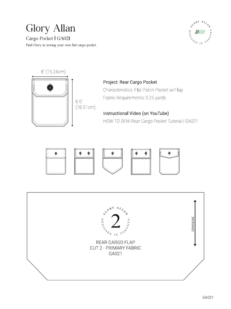 Glory Allan - GA021 - Rear Cargo Pocket Sewing Pattern - US Letter ...