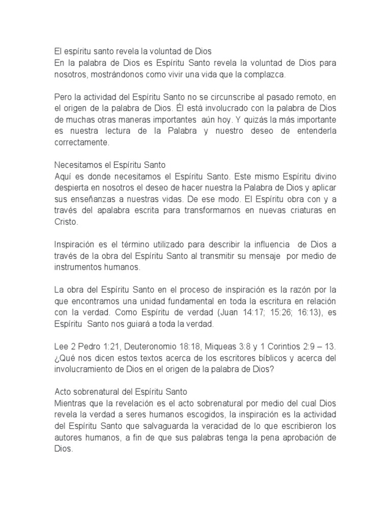 El Espíritu Santo Revela La Voluntad de Dios | PDF