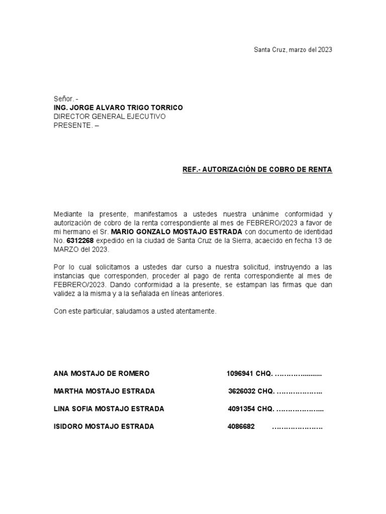 CARTA DE RENTA | PDF