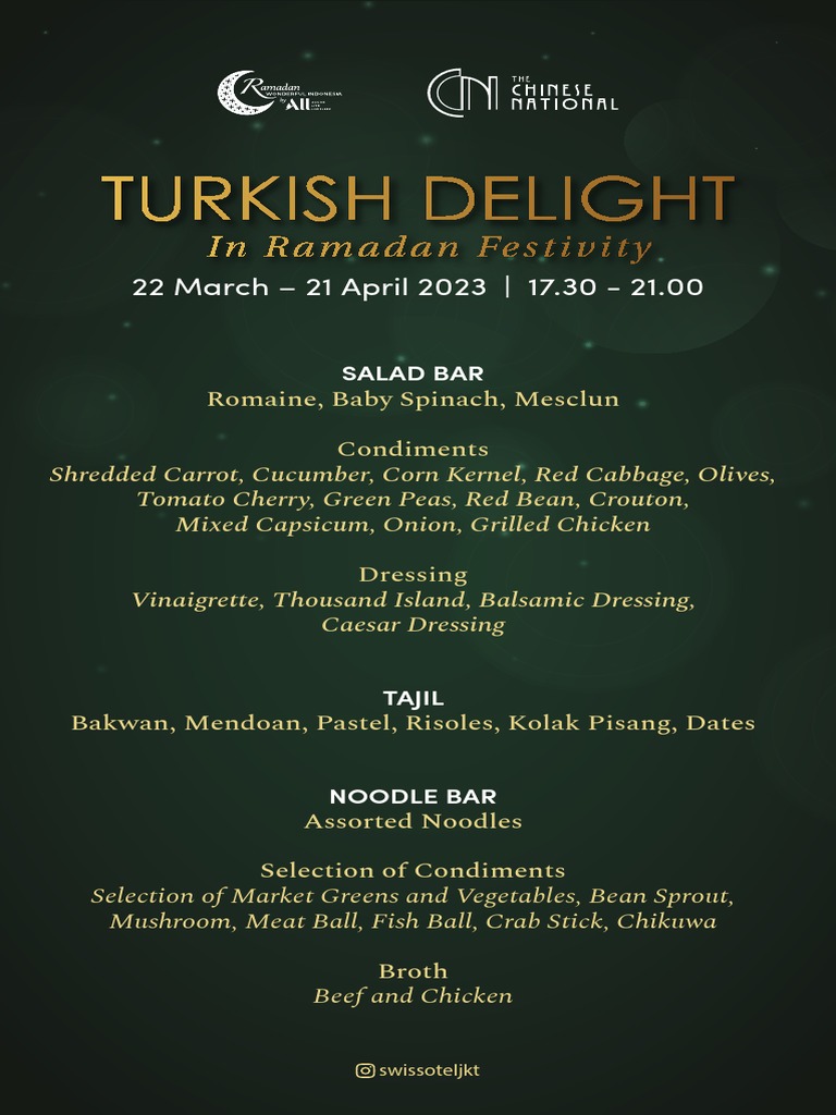 Turkish Delight Menu TCN - 2023 (1) | PDF | Food Ingredients | Western ...