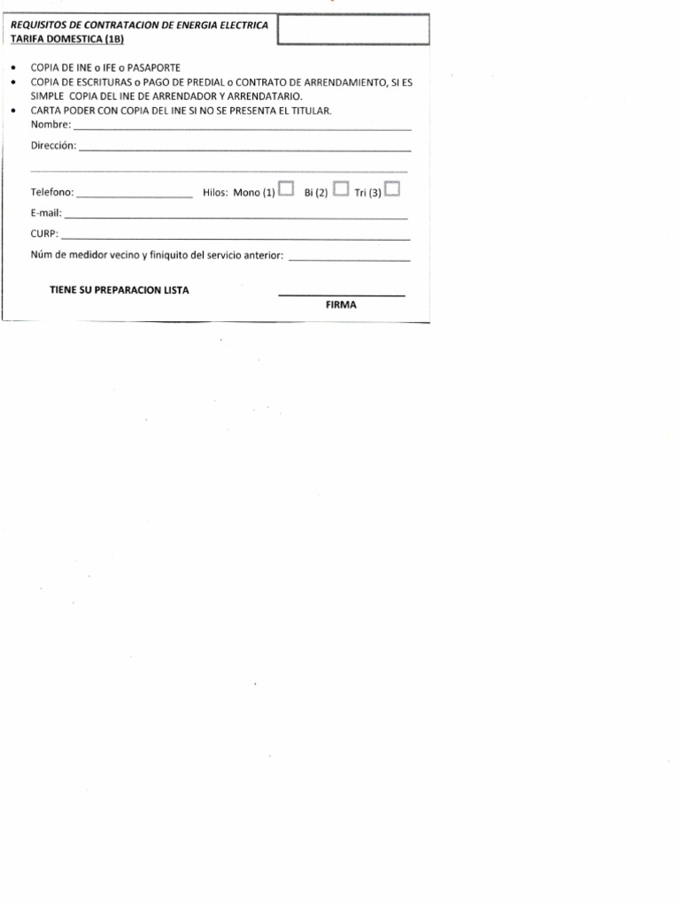 Requisitos Contrato Cfe PDF | PDF