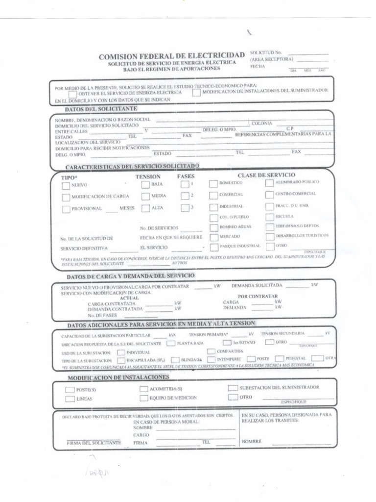 Solicitud Contrato Cfe PDF | PDF