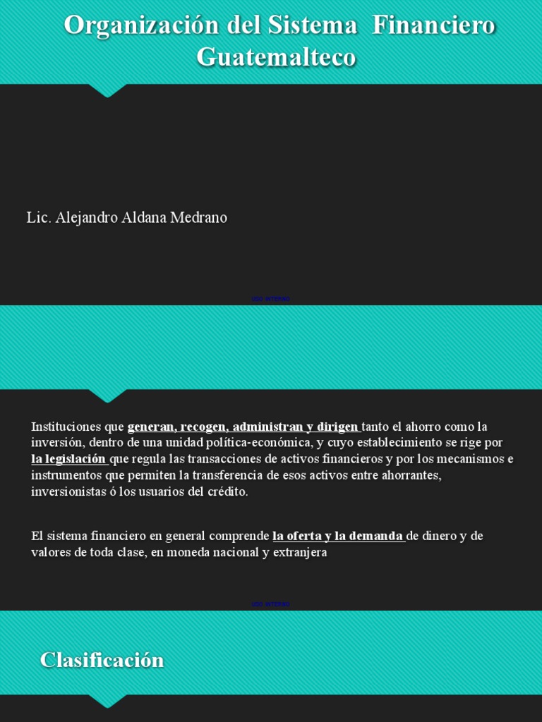 Clase 3 Organizacion Del Sistema Financiero Guatemalteco | PDF | Bancos | Finanzas personales