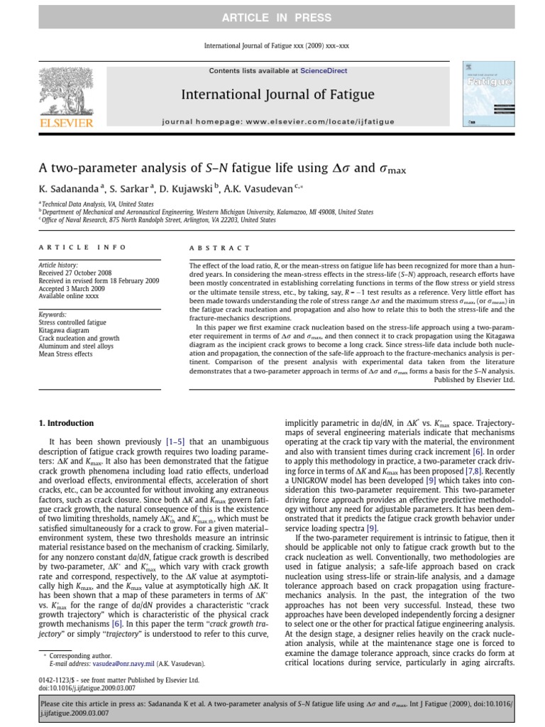 A two-parameter analysis of S-N fatigue life using Δσ and σmax | Download Free PDF | Fatigue ...