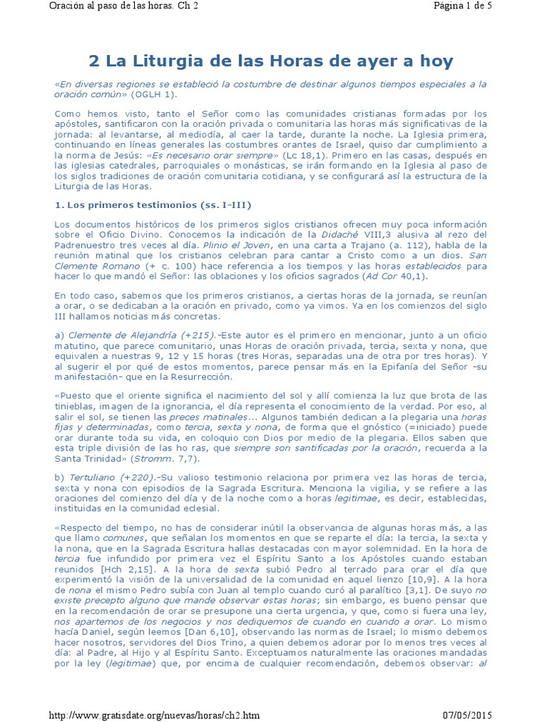 Liturgia de Las Horas de Ayer y Hoy | PDF | Oración | Concilio Vaticano II