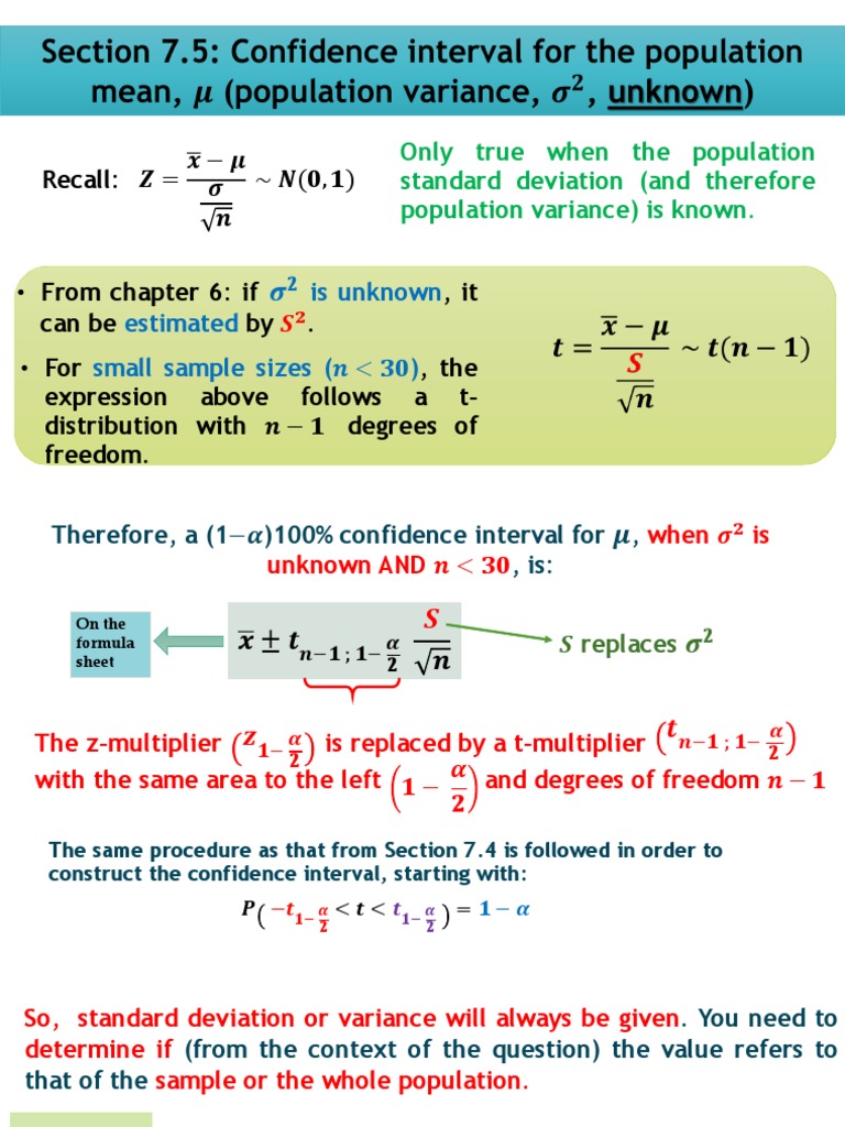 Sec 7.5 With Excel 2020 | PDF | Confidence Interval | Standard Deviation