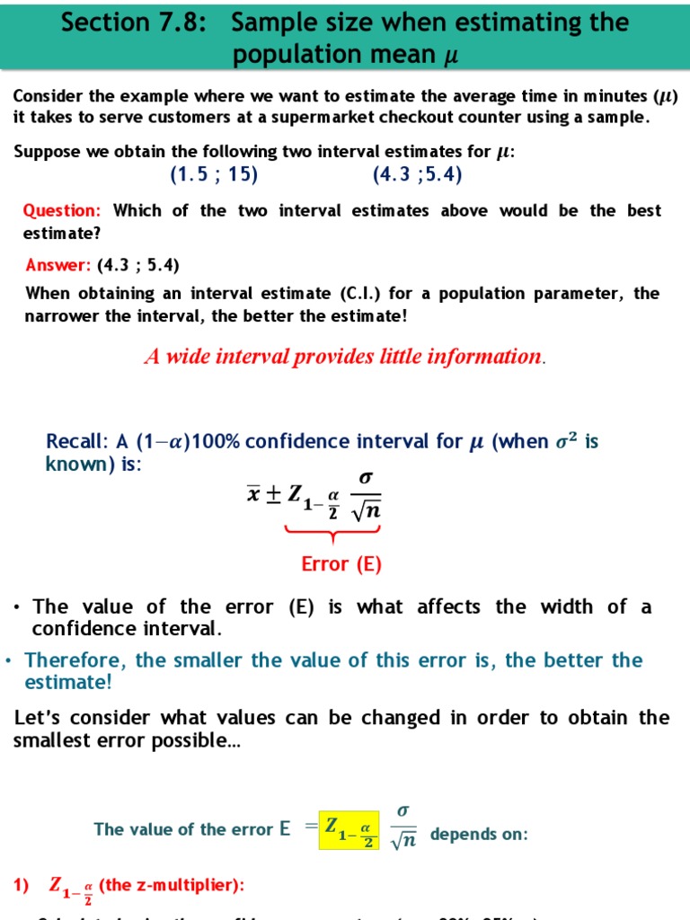 Sec 7.8 and 7.9 Sample Size Detemination 2020 | Download Free PDF ...