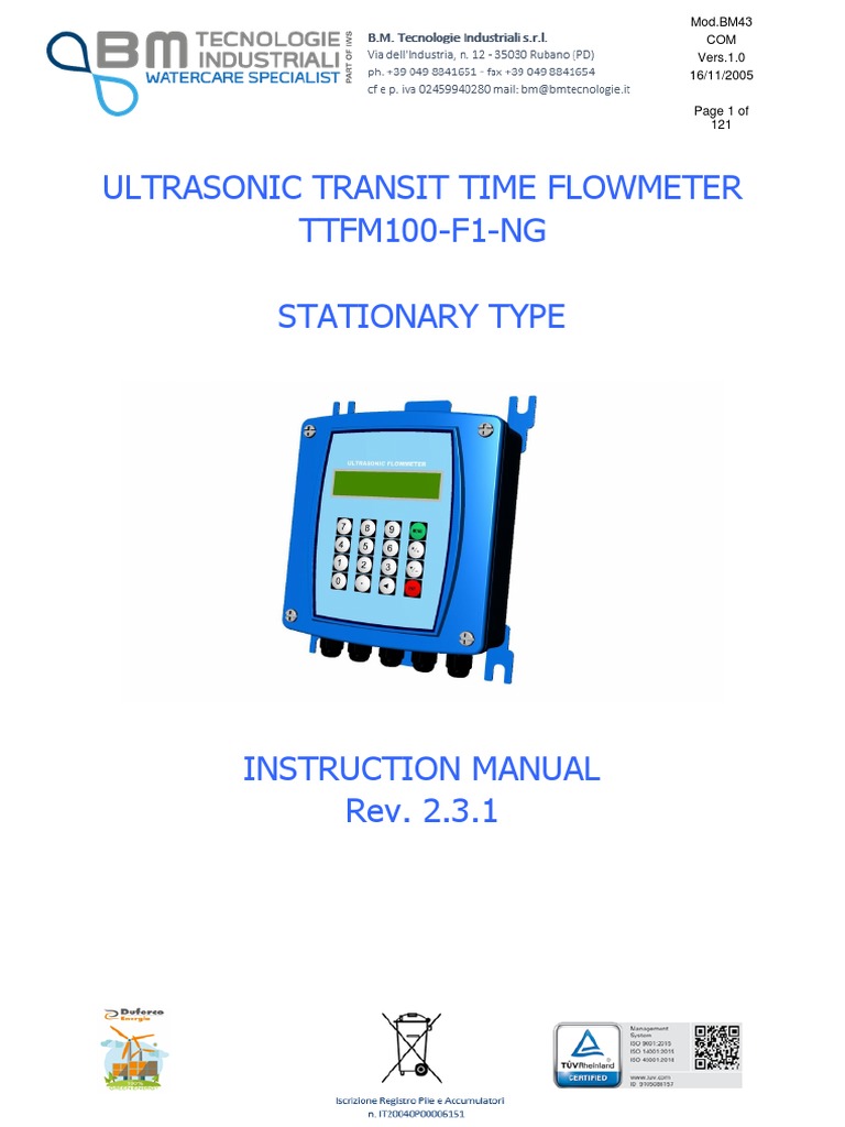 TTFM100-F1-NG-EN-REV231_REV1 | PDF | Flow Measurement | Pipe (Fluid ...