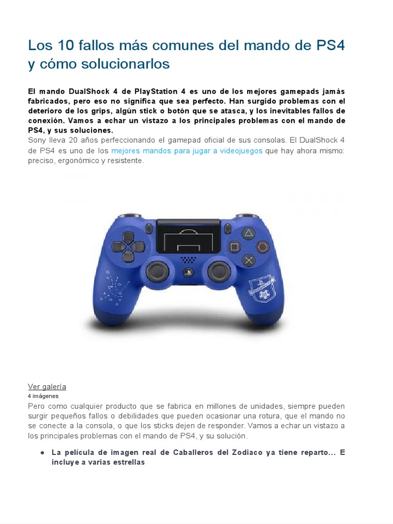Los 10 Fallos Más Comunes Del Mando de PS4 y Cómo Solucionarlos | PDF