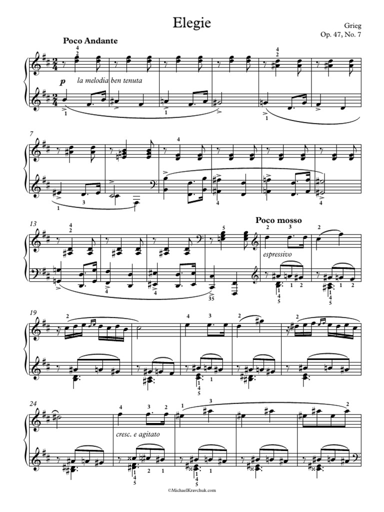 Grieg Elegie Op. 47 No. 7 PDF | PDF