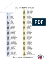 Ordinal Numbers 1 to 100 Guide | PDF