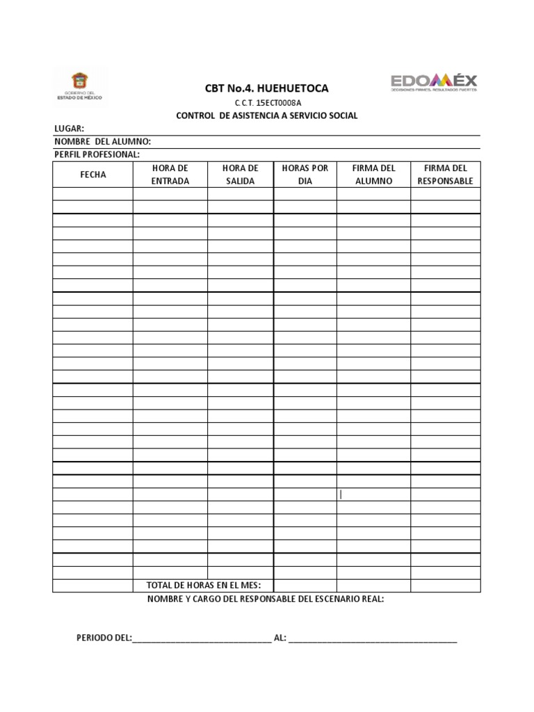 control-de-asistencia-SERVICIO SOCIAL | PDF