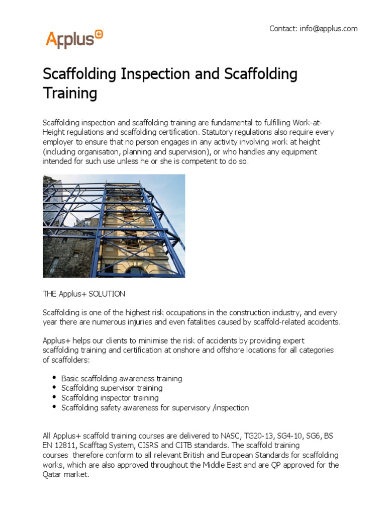 Scaffolding Inspection and Scaffolding Training - en | PDF | Scaffolding | Safety