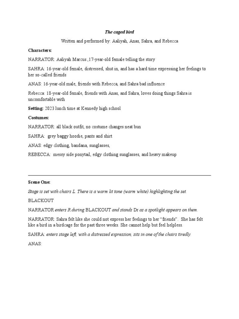 Caged Bird Script | PDF