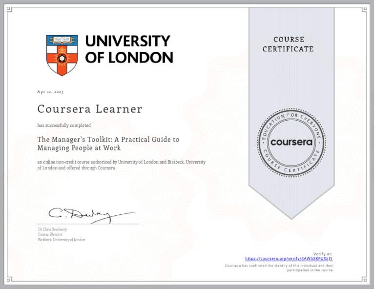 Coursera CERTIFICATE | PDF