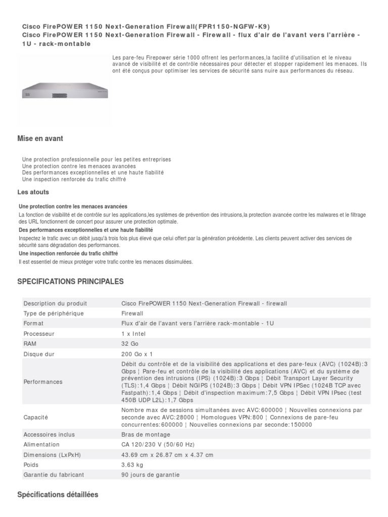 Cisco FirePOWER 1150 Next-Generation Firewall (FPR1150-NGFW-K9) | PDF ...