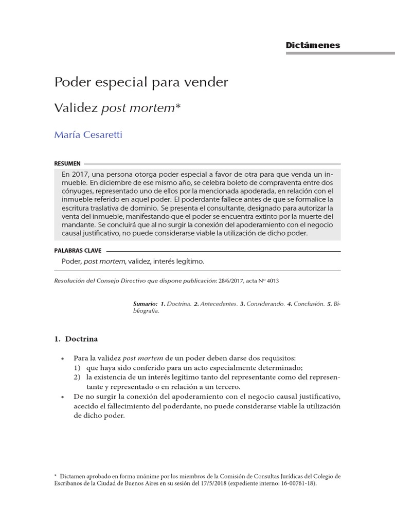 Poder Post Mortem: Validez y Requisitos | PDF | Justicia | Crimen y ...
