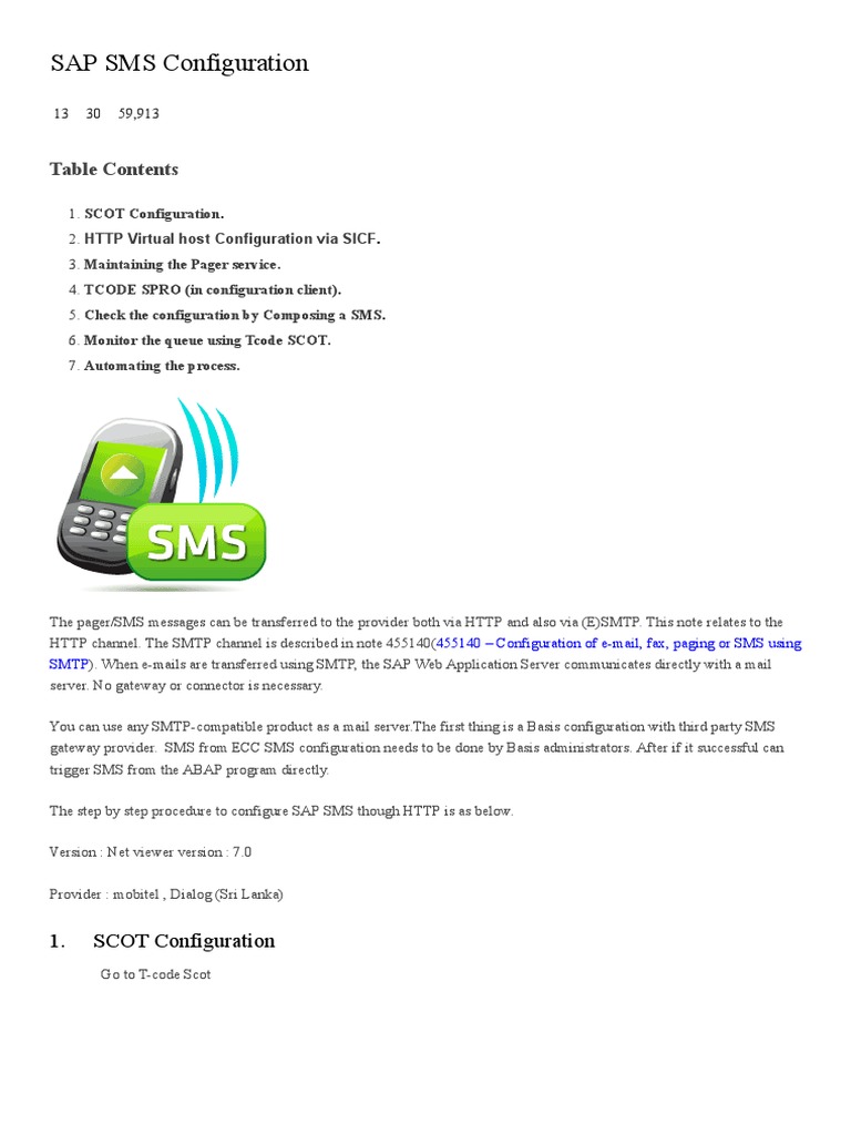 SAP SMS Configuration - SAP Blogs | PDF | Hypertext Transfer Protocol ...