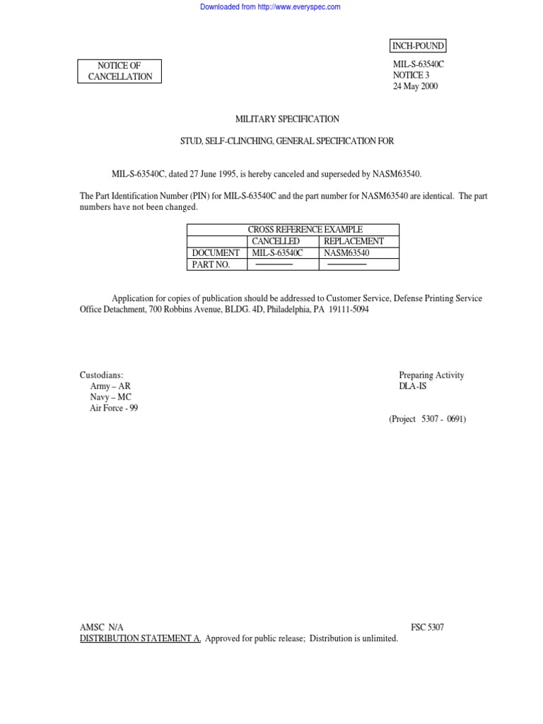 Mil S 63540C - Notice 3 | PDF