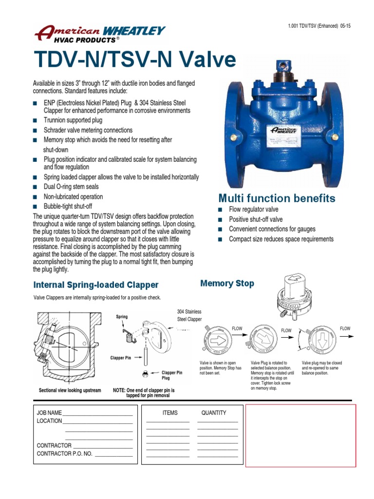 Wheatly TDV-N TSV-N | PDF | Valve | Pipe (Fluid Conveyance)