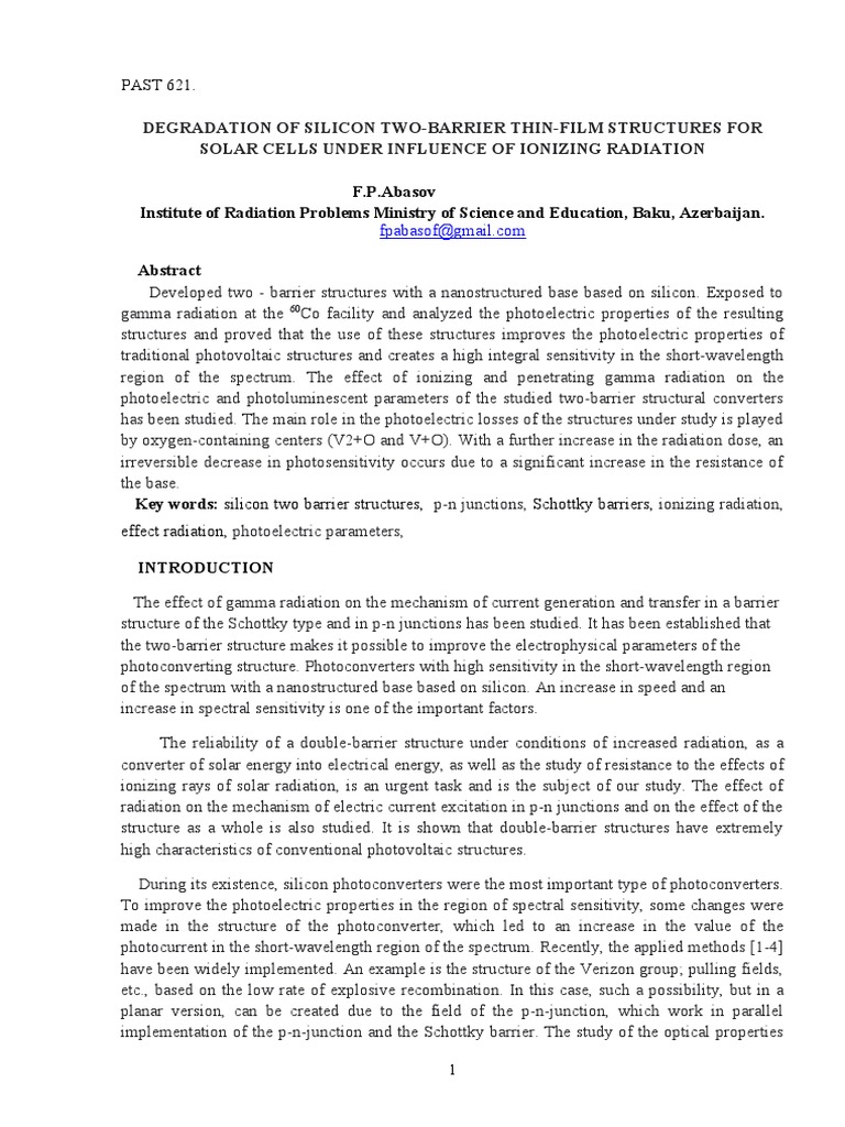 Degradation of Silicon Two-Barrier Thin | PDF | Emission Spectrum ...