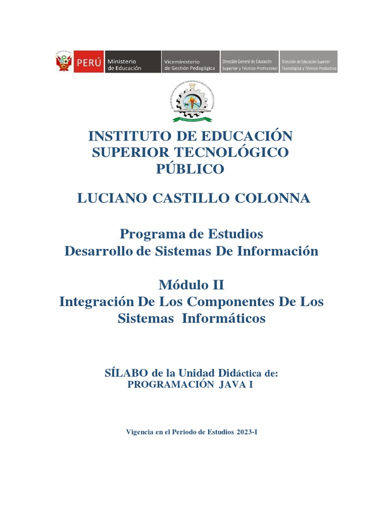 Silabo-Programacion Java I-2023 | PDF | Software | Programación orientada a objetos