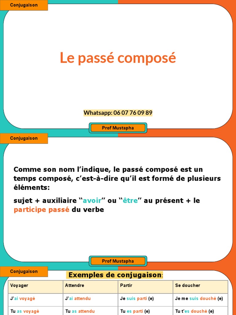 Conjugaison du passé composé | PDF | Verbe | Conjugaison