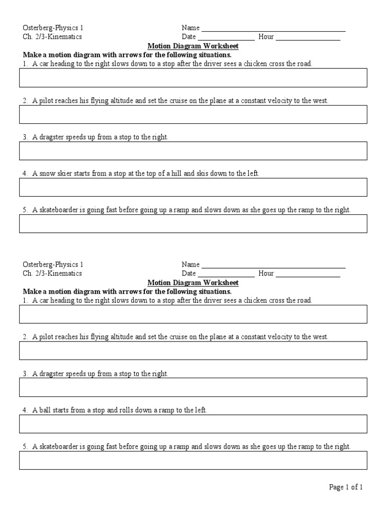 Motion Diagram Worksheet | PDF