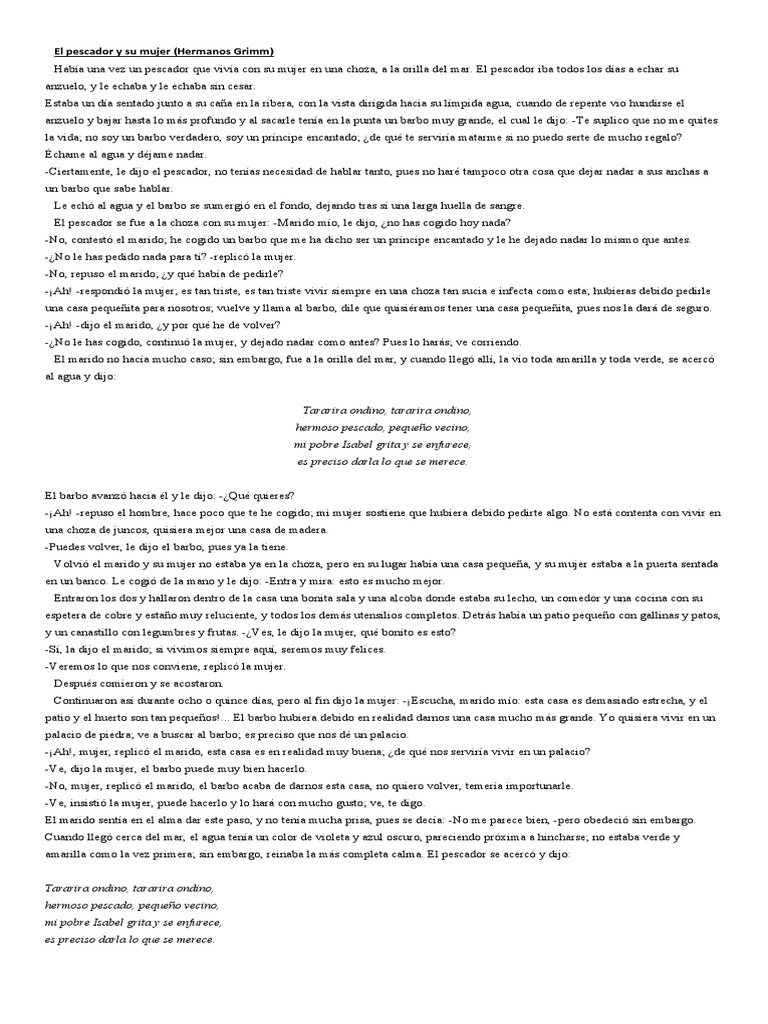 El Pescador y Su Mujer | PDF
