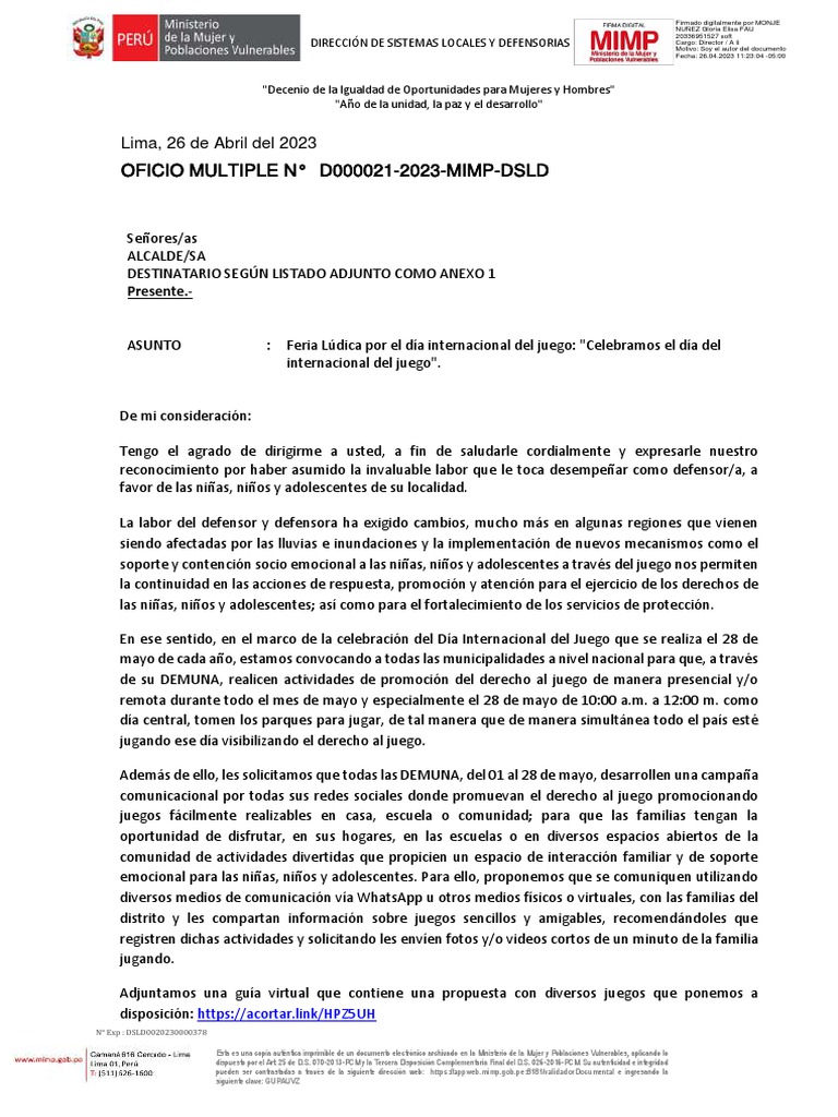 Oficio Multiple-000021-2023-Dsld PDF | PDF | Comunicación ...