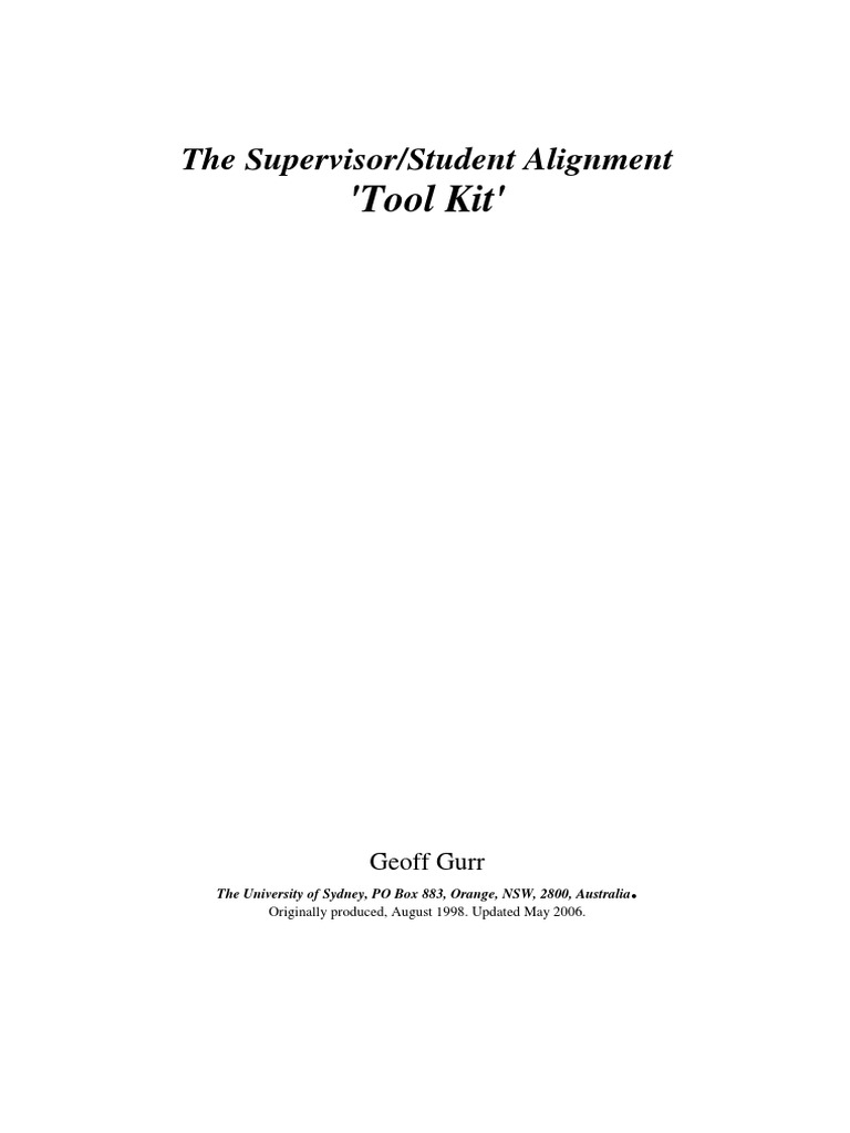 Supervisor Student Alignment Tool Kit | PDF | Doctor Of Philosophy ...