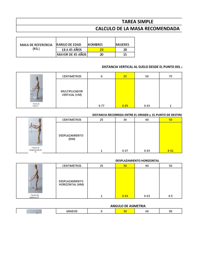 Hoja de Excel Niosh | PDF | Unidades de medida