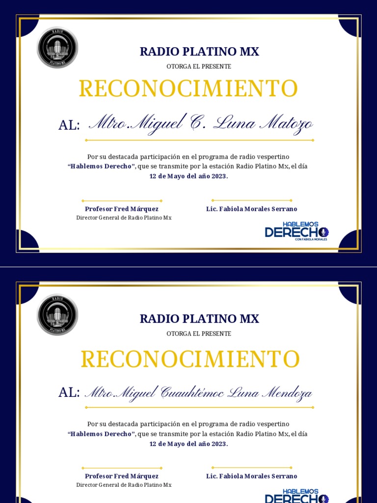 Reconocimientos para Imprimir | PDF