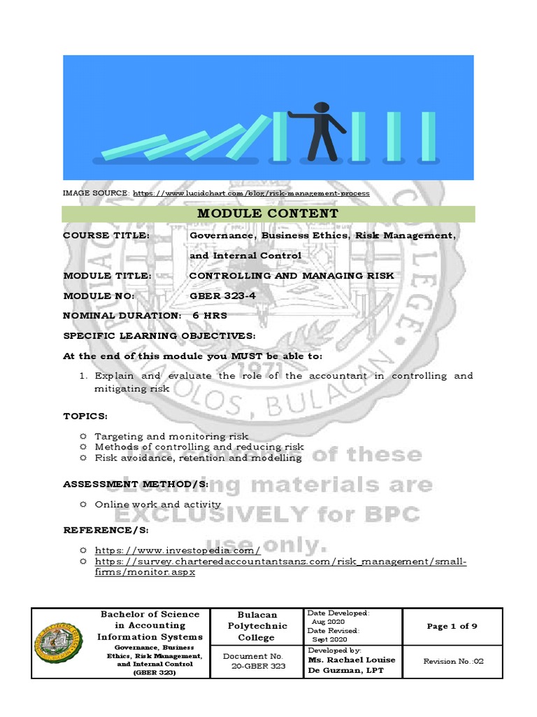 InformationSheet 4 GBER 323 PDF | PDF | Risk | Risk Management