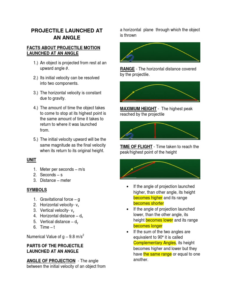 Projectile Launched at An Angle | PDF | Projectiles | Velocity