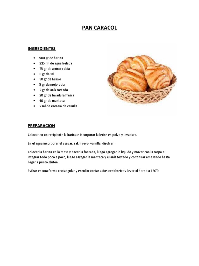 Receta de Pan Caracol Dulce | PDF