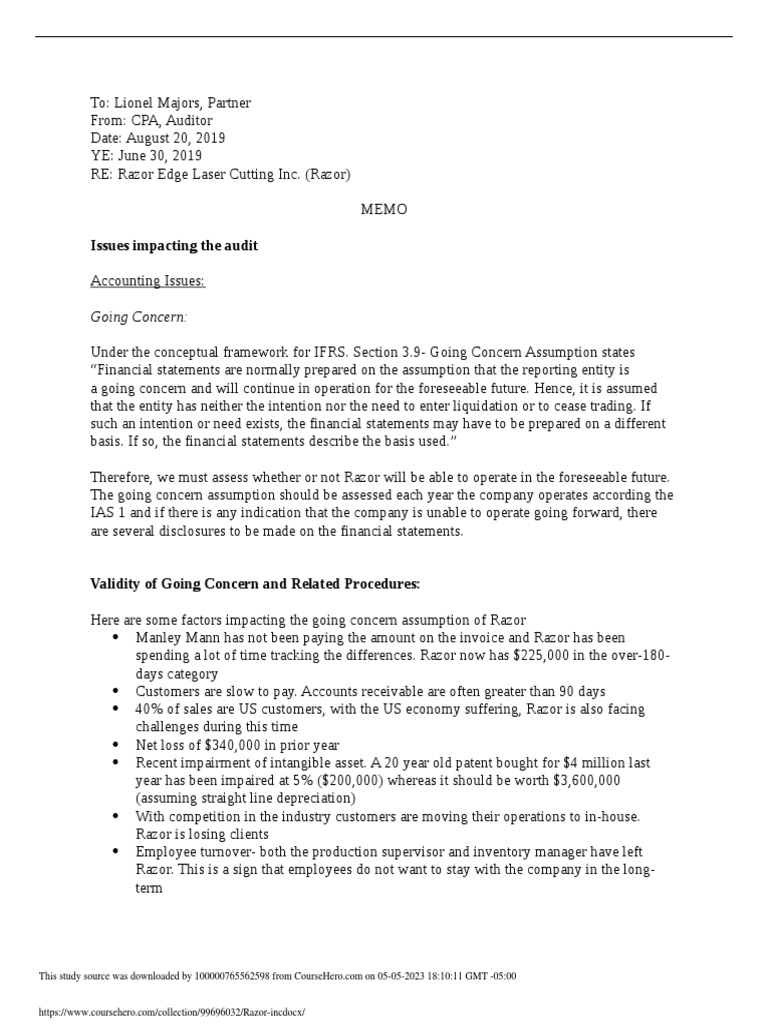 Razor Inc PDF | PDF | Going Concern | Business